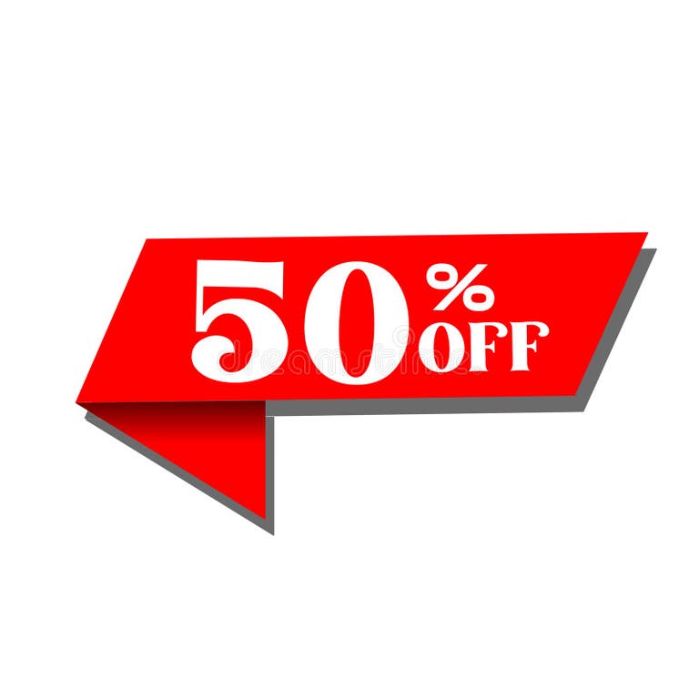 50 OFF Red Badge Flat Vector Discount Label Stock Vector - Illustration ...