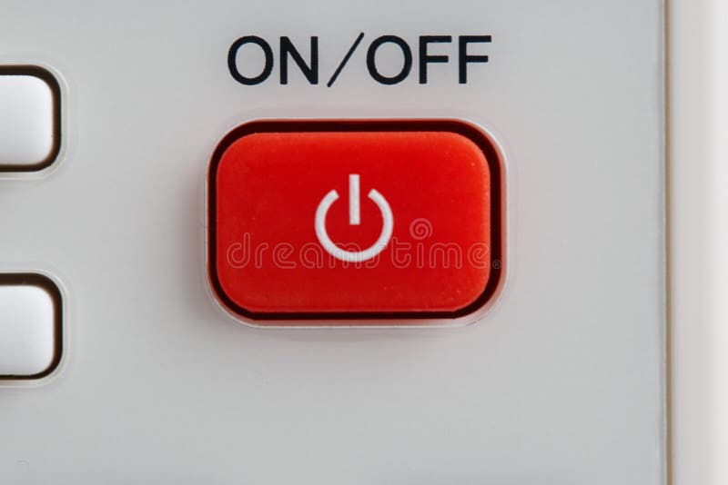 On and Off Red Button Close Up. Power Switch Stock Photo - Image of ...
