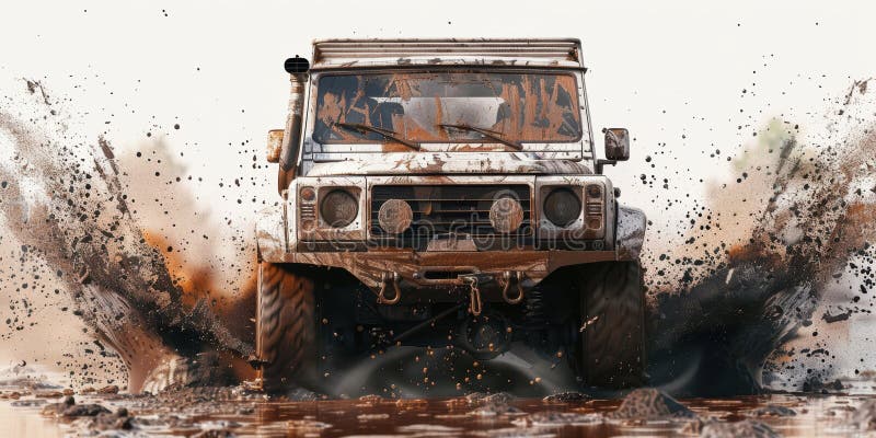 Off-Road Adventure: 4x4 Driving through Mud. Created by Generative ...