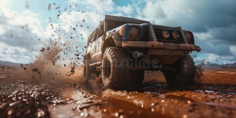 Off-Road Adventure: Mud-Splattered Jeep. Created by Generative ...