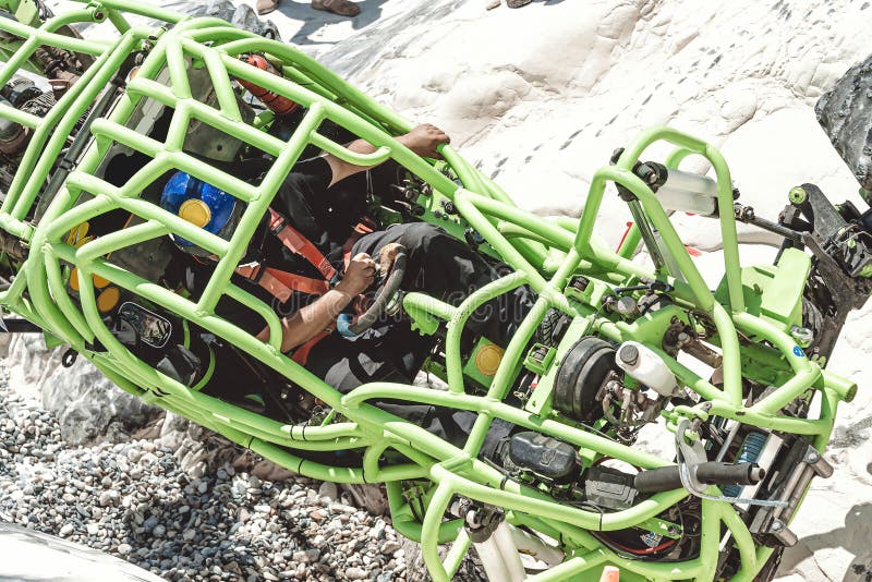 Off-road All Terrain Stunt Car Cabin with Driver Editorial Stock Image ...