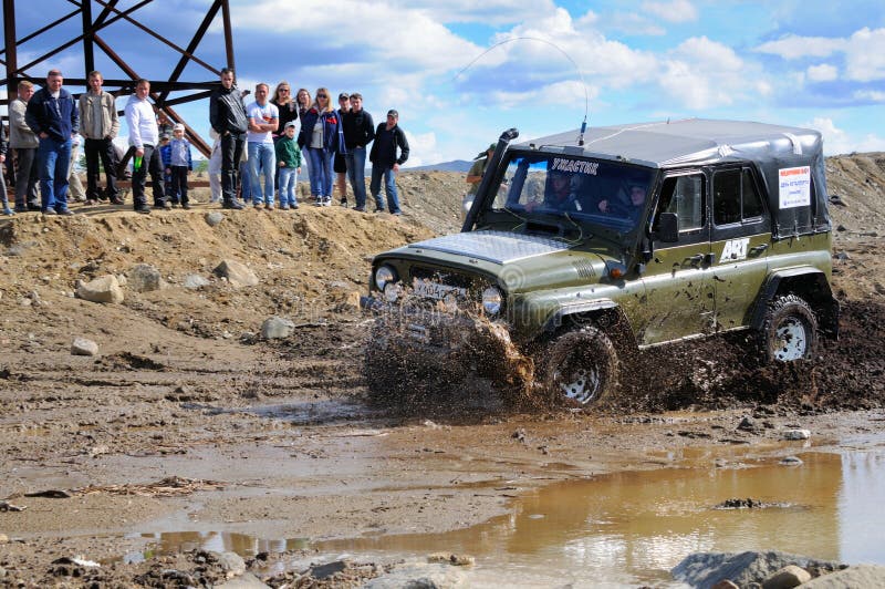 Off-road Car in Difficult Terrain Editorial Image - Image of road ...