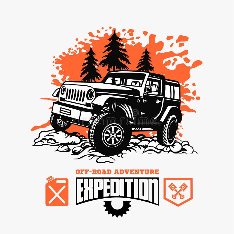 Off-road Car and Elements for Tshirt and Emblem - Vector Set Stock ...