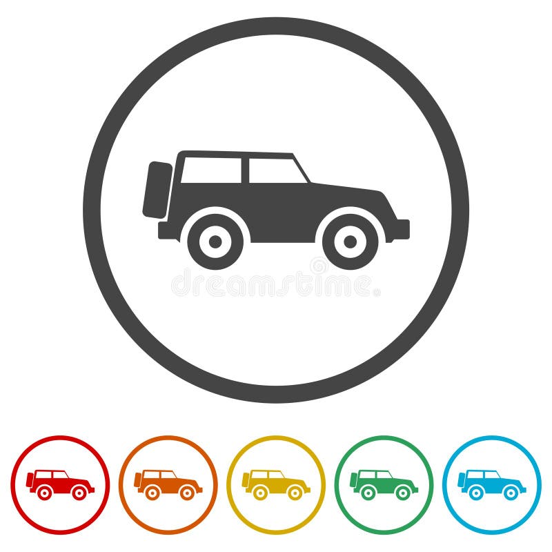 Off-road Car Logo Ring Icon, Color Set Stock Vector - Illustration of ...