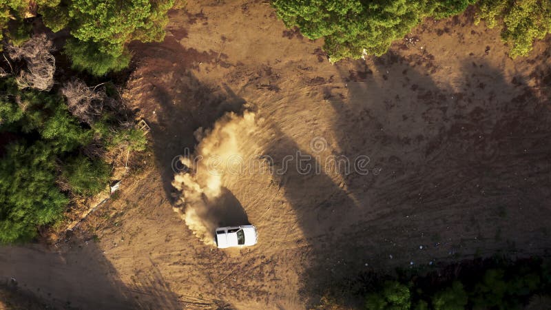 Off-road Car is Making Donuts Burnout on the Dirty Road Stock Footage ...