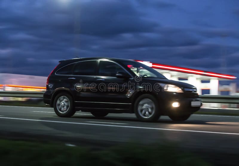 Off-road Car Moves at Night Stock Photo - Image of modern, freeway ...