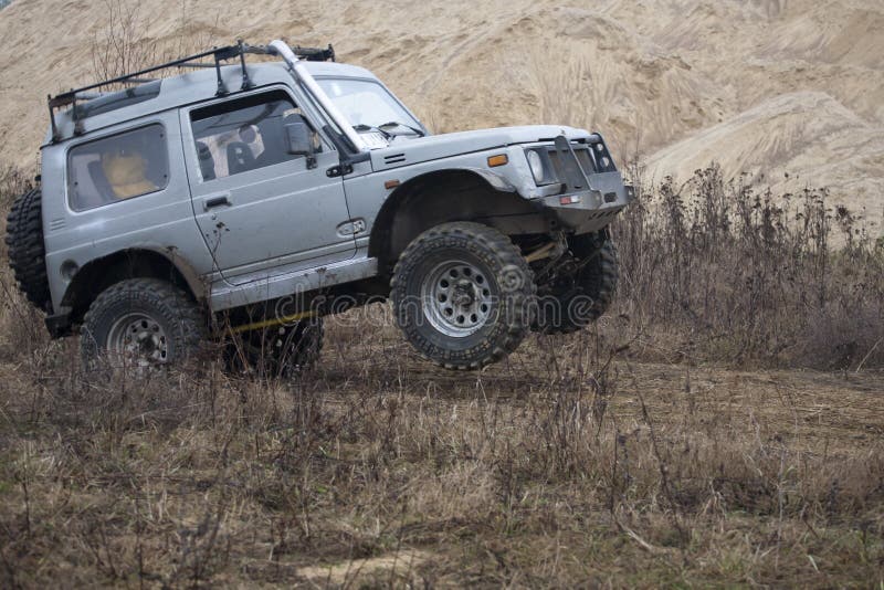 Off-road Car on the Off-road Route Stock Image - Image of route, tire ...