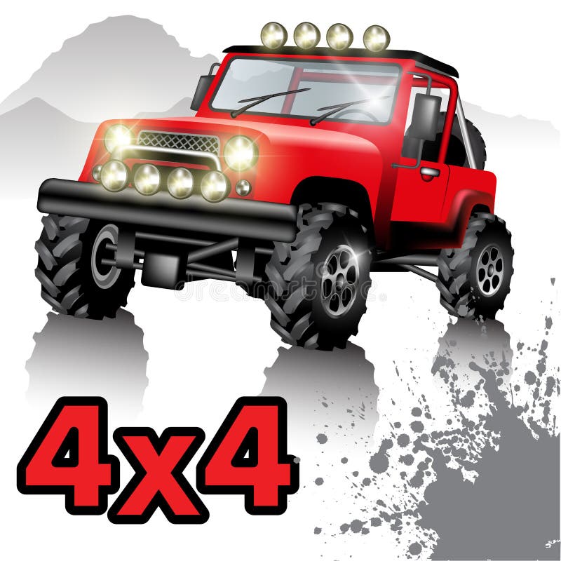 Vector Cartoon 4x4 Car on Beach Stock Vector - Illustration of ...