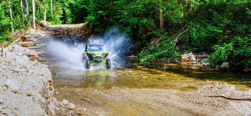 Off Road Challenge through the River Stock Photo - Image of forests ...