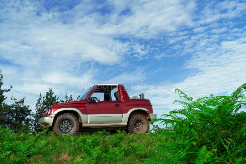 Off Road Convertible Car in the Mountains Stock Image - Image of ...