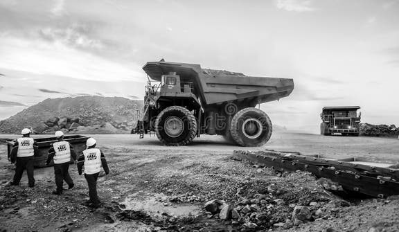Off-road Dump Truck Unloading Dirt Editorial Stock Image - Image of ...
