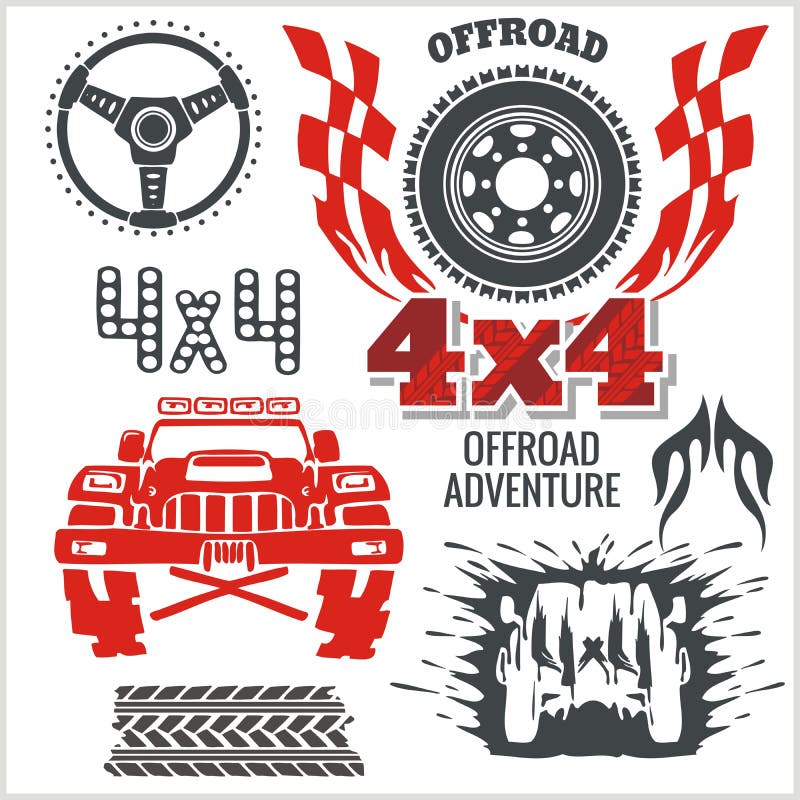Off-road Elements and Emblem - Vector Set Stock Vector - Illustration ...