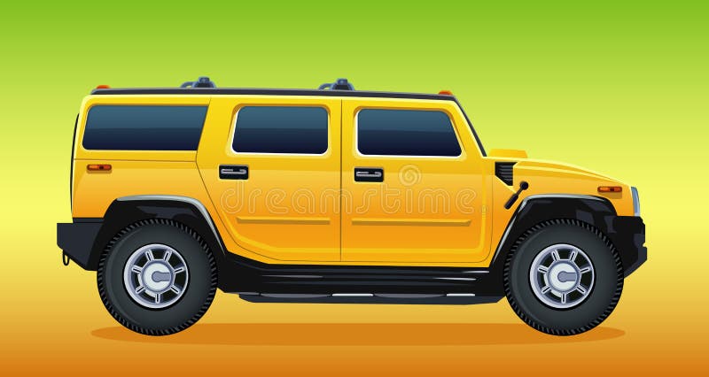 Off-road gele auto vector illustratie. Illustration of motor - 14058529