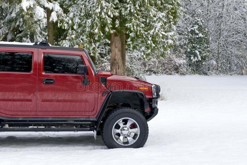 Off Road Hummer H2 In The Snow Stock Photo - Image of trip, nature: 4203872
