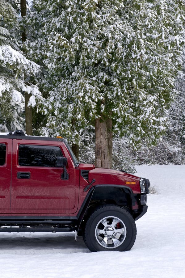 Off Road Hummer H2 in the Snow Stock Image - Image of trip, utility ...