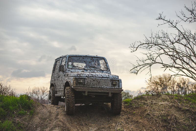 Off-road Modified Car Covered in Mud Stock Image - Image of dirty ...