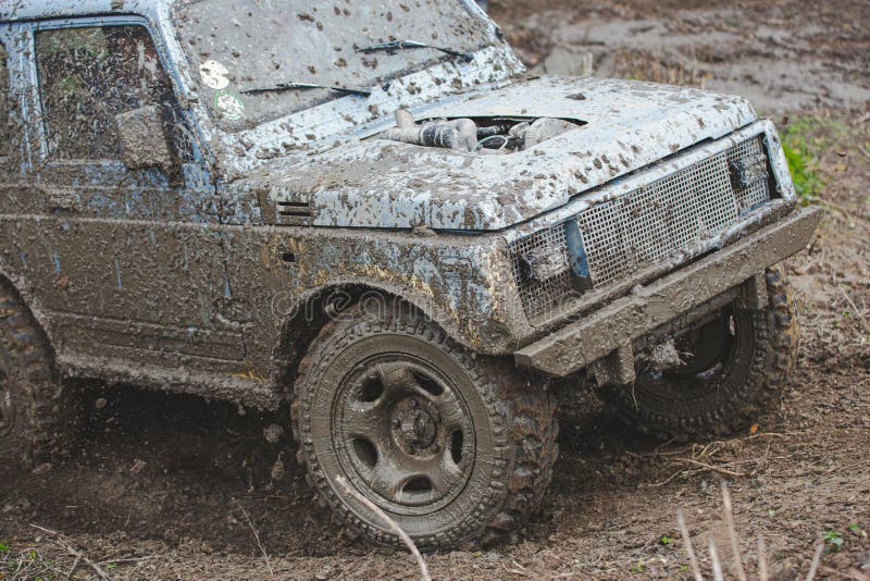 Off-road Modified Car Covered in Mud Stock Photo - Image of transport ...
