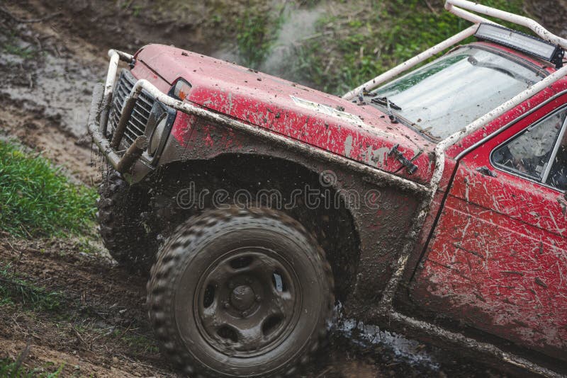 Off-road Modified Car Covered in Mud Stock Image - Image of road ...