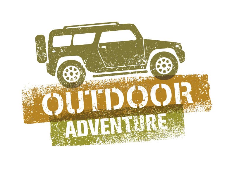 Off Road Outdoor Adventure Vector Illustration Rough Concept on Grunge ...