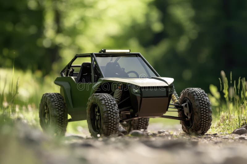 Off-road Remote Control Vehicle Navigating a Forest Path on a Sunny Day ...