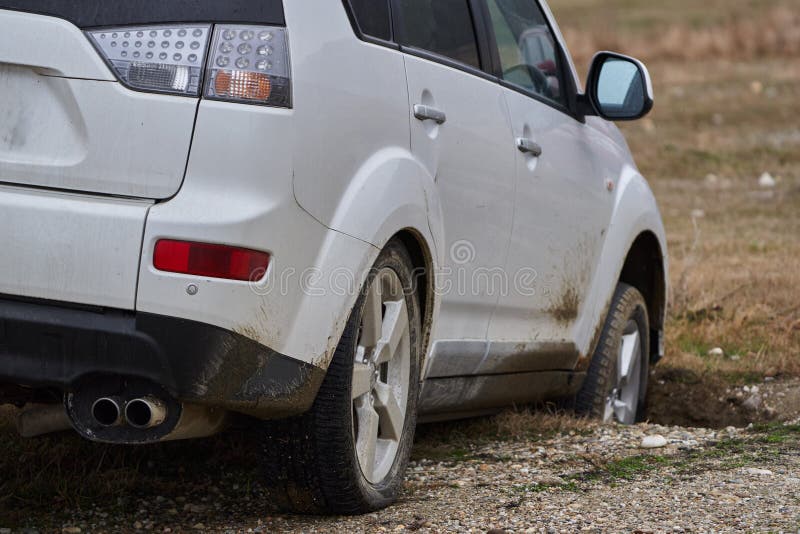 Off Road SUV Car Crashed in a Ditch Stock Photo - Image of wheel ...