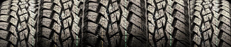 Off-road All Terrain Tire Tread Close-up. Powerful Ground Hooks ...