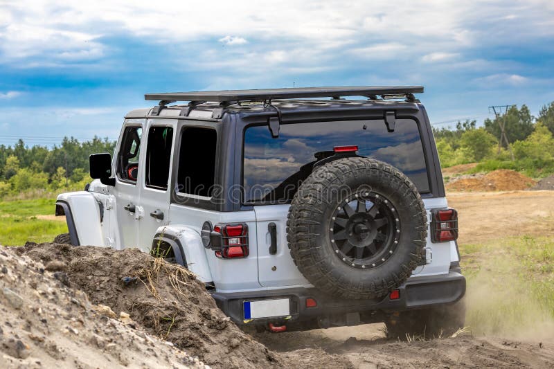 Off-road Vehicle in Difficult Terrain, Off-road Car Rally, Off-road Car Group Races Stock Image ...