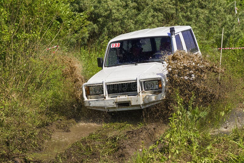 Off-road Vehicle Overcomes the Track Stock Image - Image of driver ...