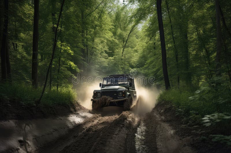 Off-road Vehicle Speeding through Vast and Rugged Landscape, with ...