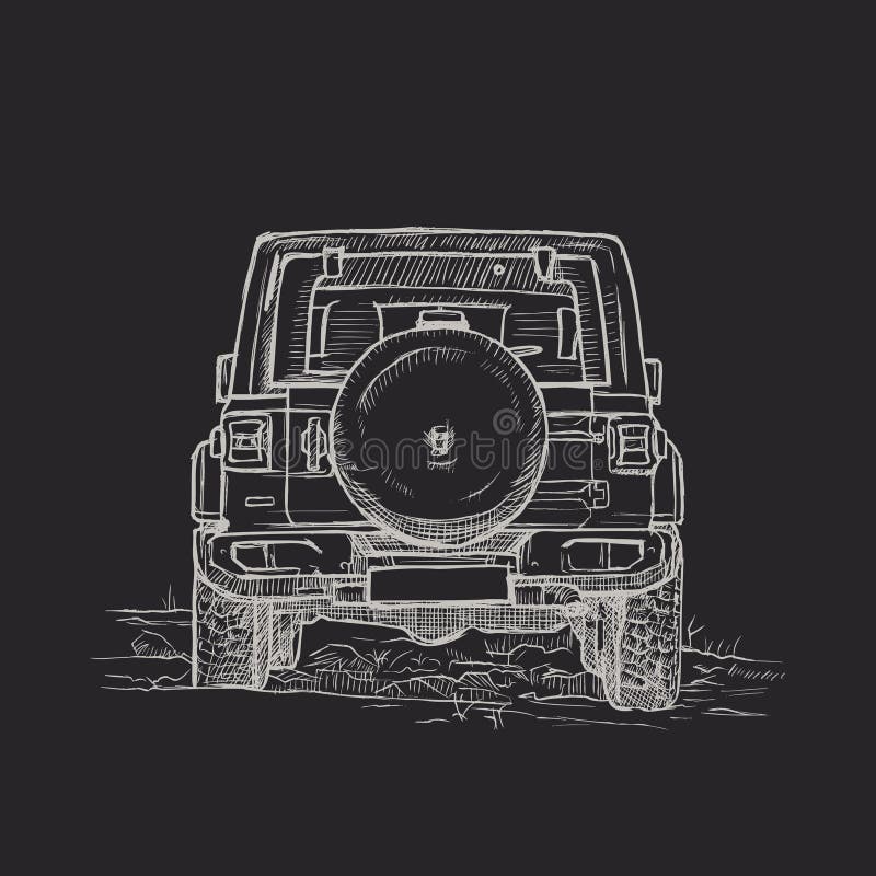 Off-road Vehicle. Vector Hand Drawn Illustration in Sketch Style Stock ...