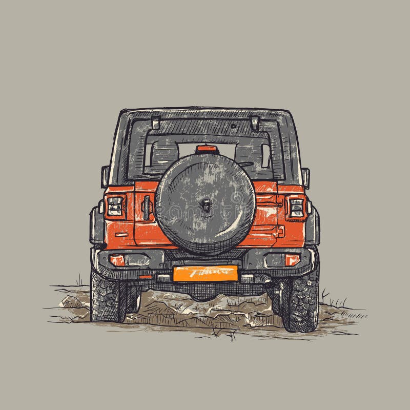 Off-road Vehicle. Vector Hand Drawn Illustration in Sketch Style Stock ...
