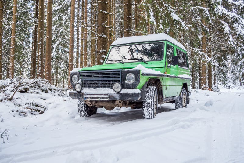 Off-road Vehicle in Winter Landscape Editorial Stock Image - Image of ...
