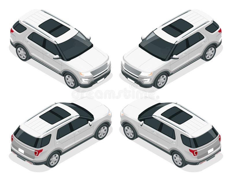 Off-road Write Car. Modern VIP Transport. Flat 3d Isometric Vector ...