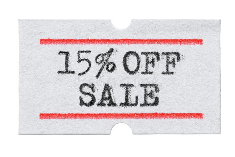 15 OFF Sale Printed on Price Tag Sticker Isolated on White Stock Photo ...