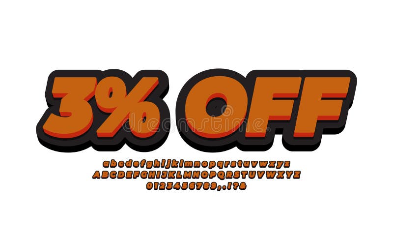 3 Off Sale Text 3d Orange Black Stock Vector - Illustration of deal ...