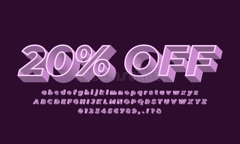 20 Off Sale Text Font Modern 3d Pink Stock Vector - Illustration of ...