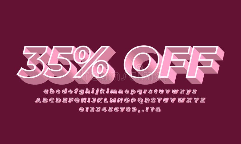 35 Off Sale Text Font Modern 3d White Stock Vector - Illustration of ...
