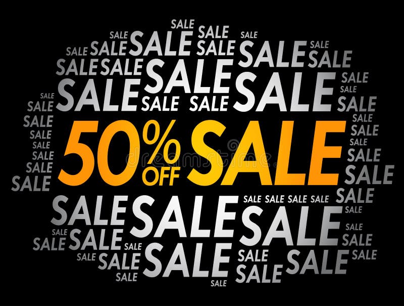 50 Off Sale Word Cloud Collage, Business Concept Background Stock ...