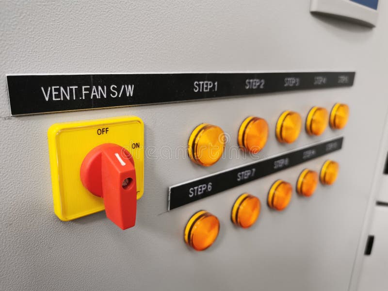 On Off Selector Switch Ventilation Fan with Row of Led Pilot Lights on ...