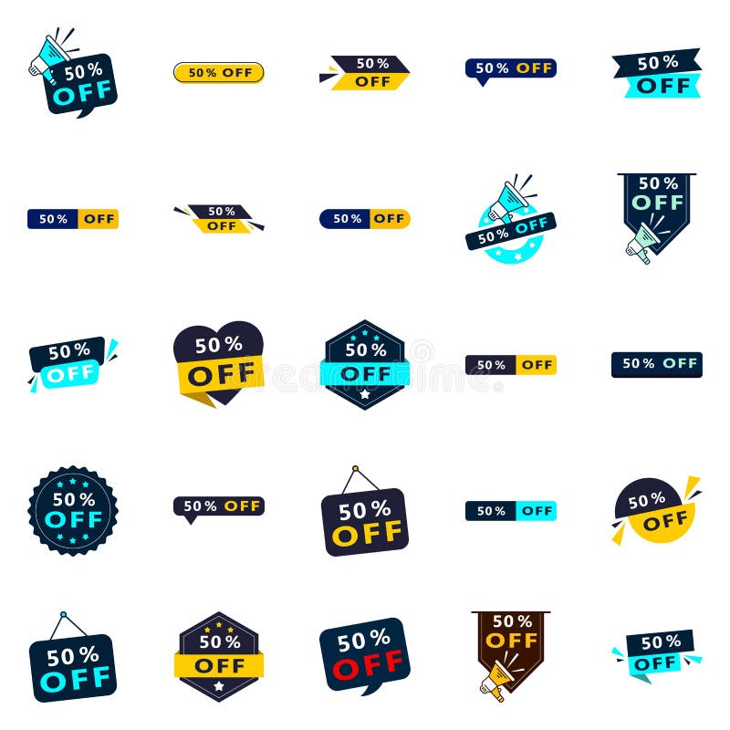 50 Off Set - 25 Different Design Options Stock Vector - Illustration of ...