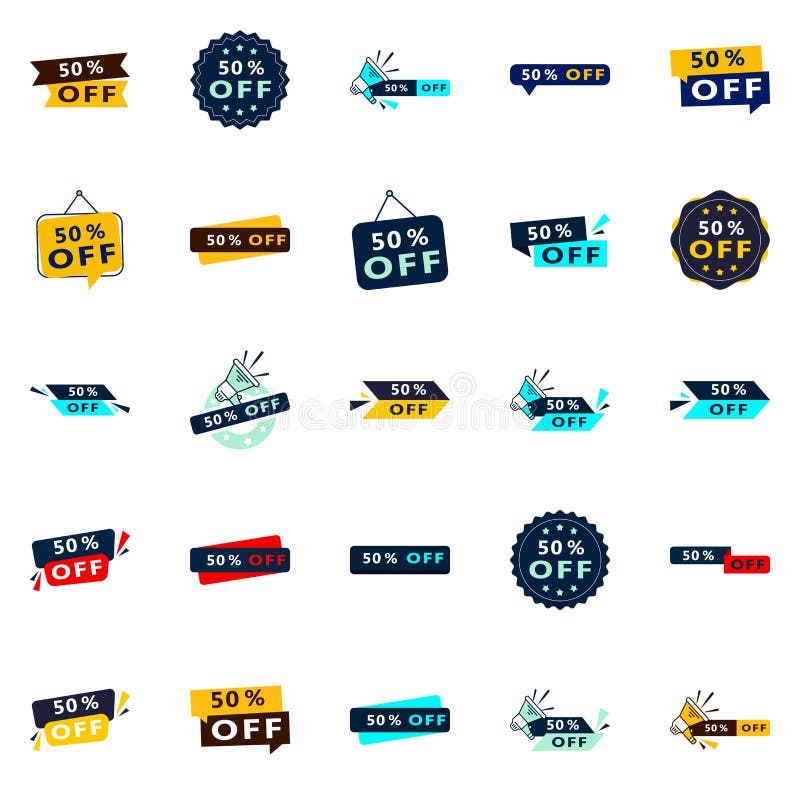 50 Off Set - 25 Different Design Options Stock Vector - Illustration of ...