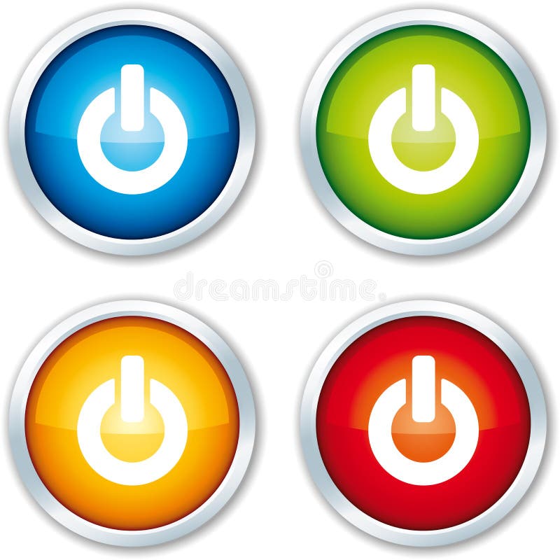 On Off Shiny Buttons in Different Colors Stock Illustration ...