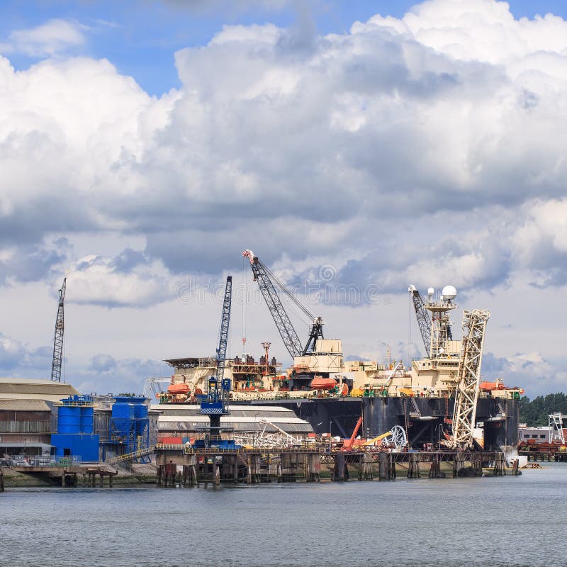 Off-shore Vessel in a Dock, Rotterdam, Netherlands Stock Image - Image ...