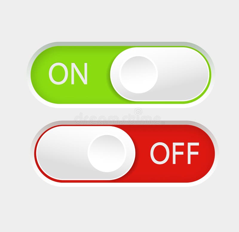 On and Off Slider Buttons. Red and Green Switch Interface Buttons Stock ...