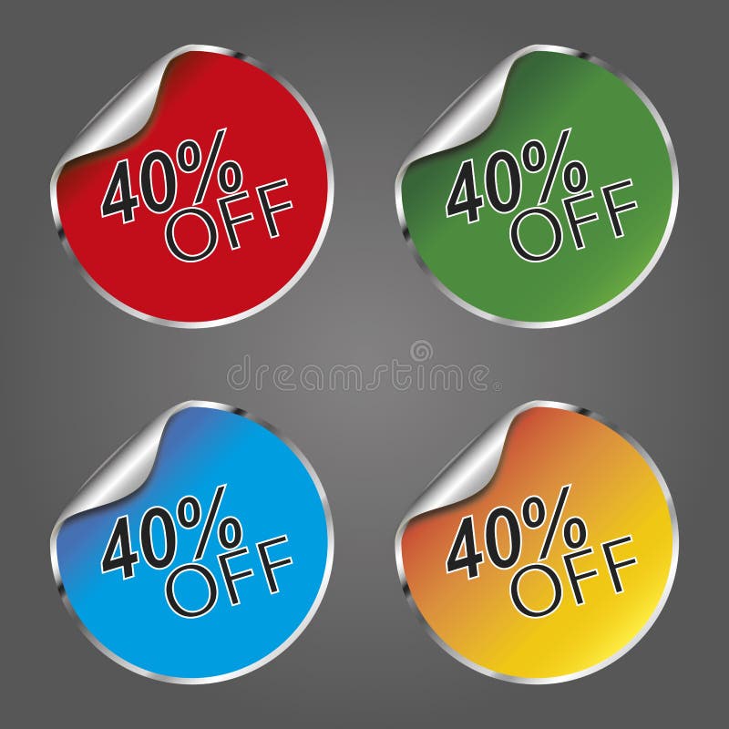 40& off Sticker Set stock illustration. Illustration of sale - 98237798
