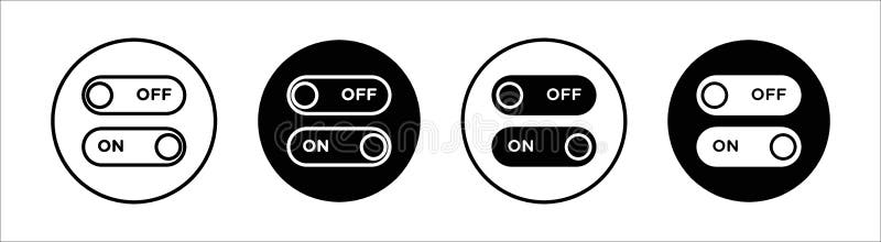 On Off Switch Button Slider Toggle Flat Line Icon Set. on Off Slider ...