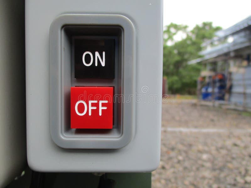 On Off Switch on a Machine. Close Up of Push Button Stock Photo - Image ...