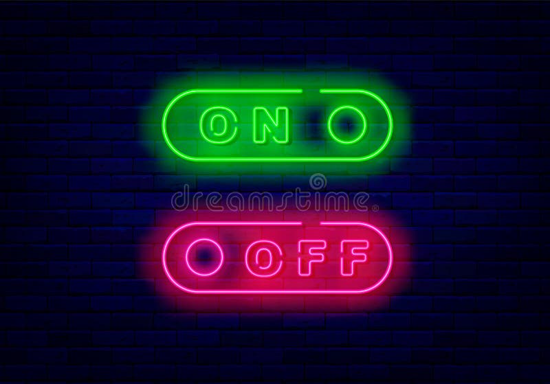 On Off Switch Neon Icons. User Navigation Element. Shiny Effect Banner ...