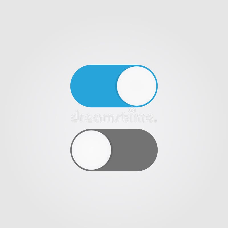 Switch Toggle Blue Grey Isolated Vector Element. User on and Off Button ...