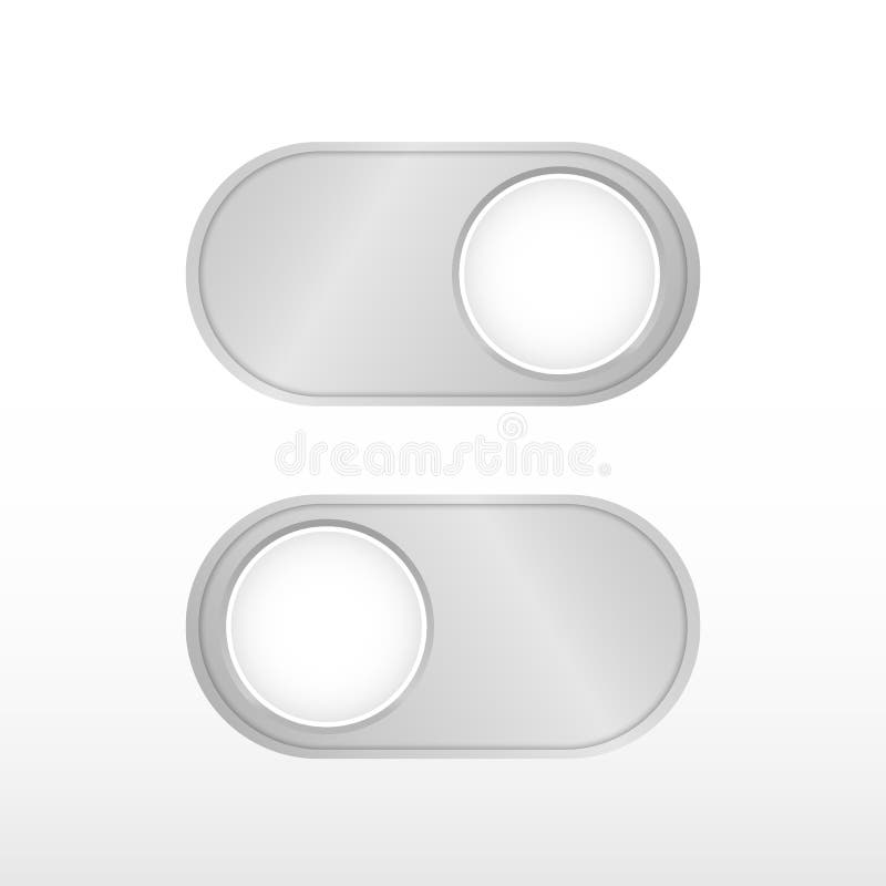 On and Off Toggle Slider. Silver Style. Vector Illustration Stock ...